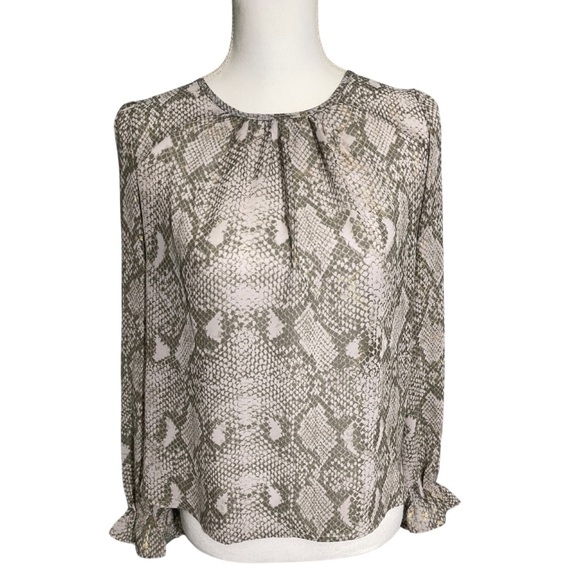 Sincerly Jules | Tops | Sincerely Jules Sheer Snakeskin Blouse Metallic ...